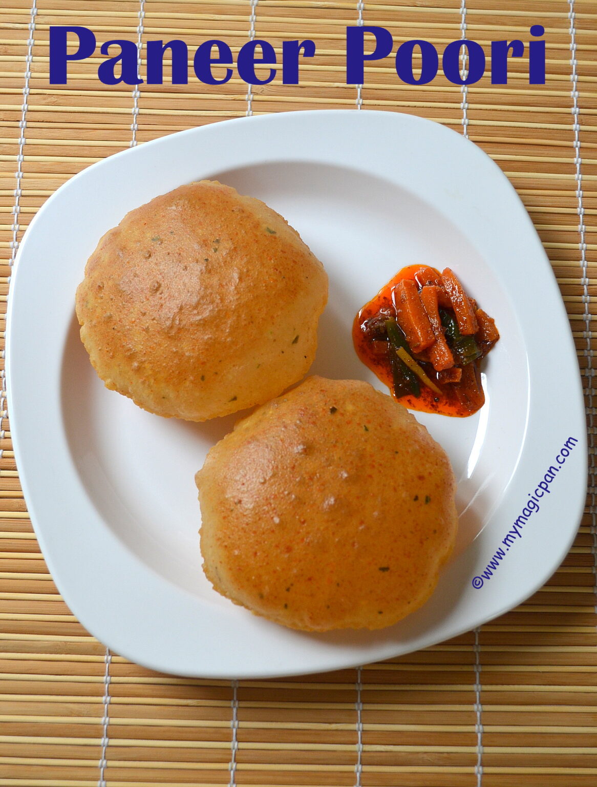 Paneer Poori – Wheat Flour Paneer Puri