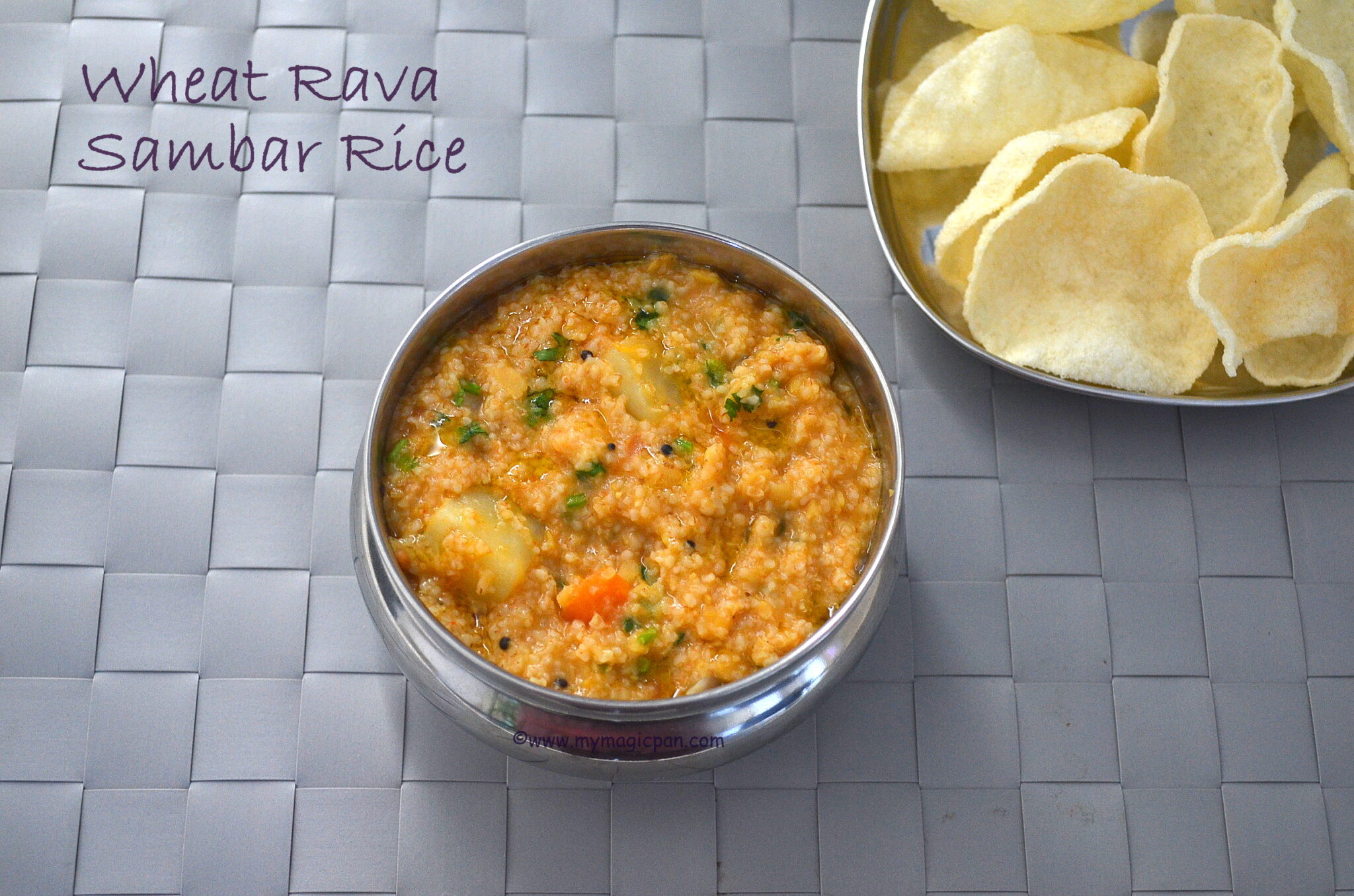 Godhuma Rava Sambar Sadham – Broken Wheat Sambar Sadam