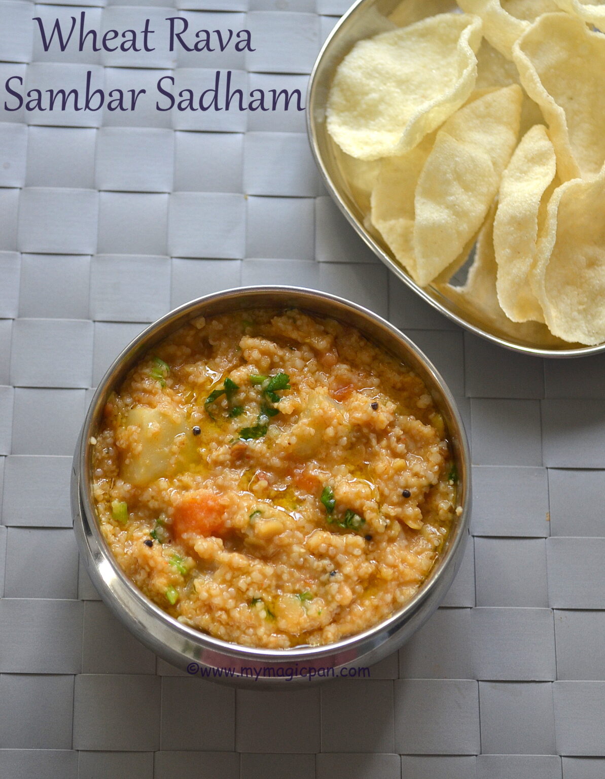 Godhuma Rava Sambar Sadham – Broken Wheat Sambar Sadam