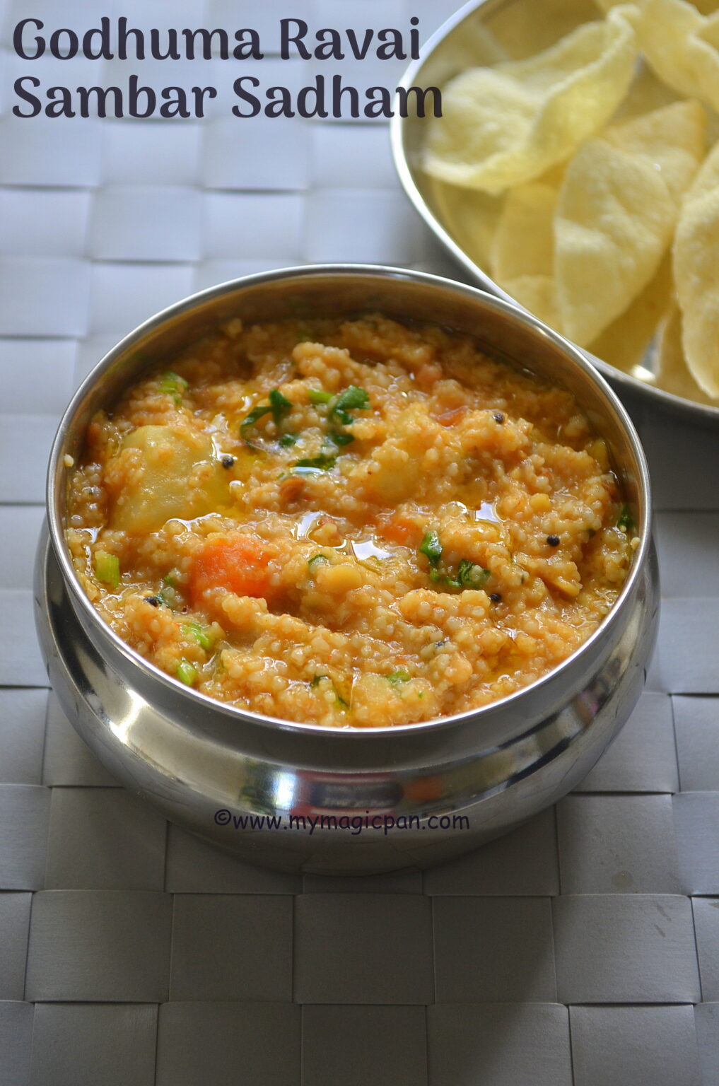 Godhuma Rava Sambar Sadham – Broken Wheat Sambar Sadam
