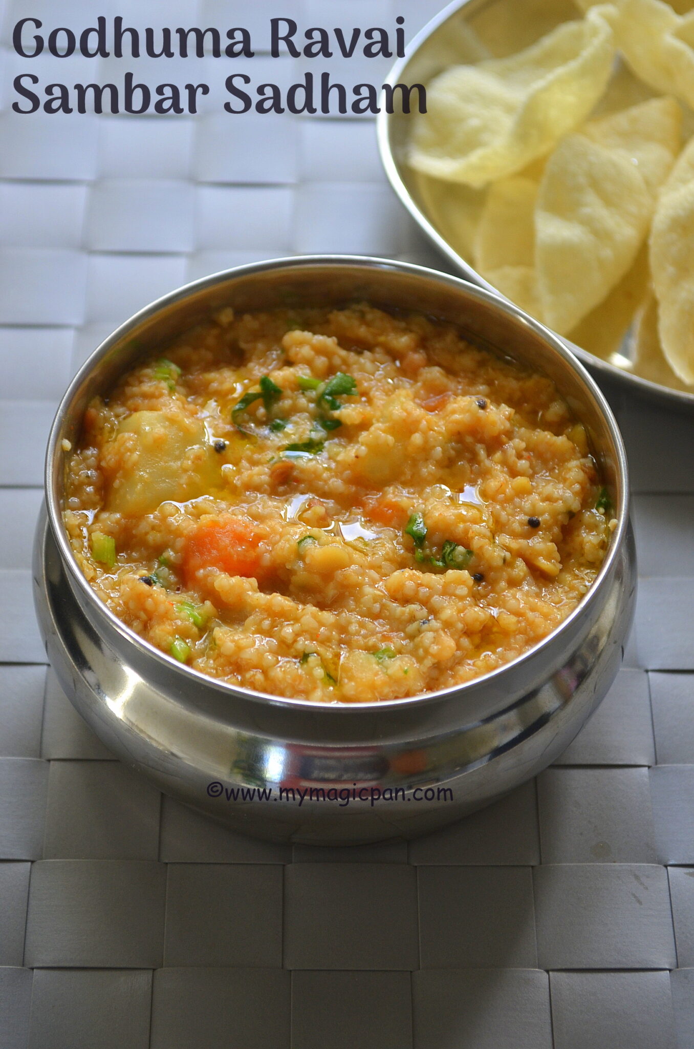 Godhuma Rava Sambar Sadham – Broken Wheat Sambar Sadam